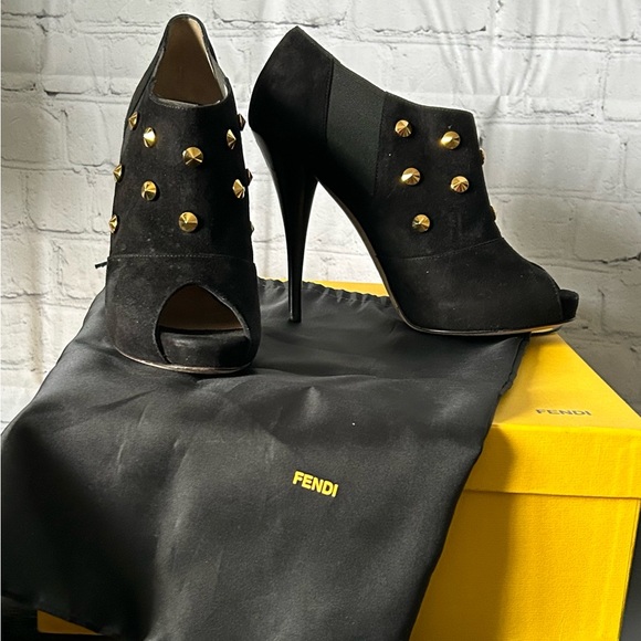 Fendi | Shoes | Fendi Spuntata Camoscio Studded Booties | Poshmark